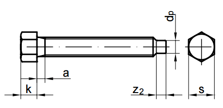 DIN 561 Sechskantschrauben mit Auslauf, Form B, Zapfen, kleinem ...